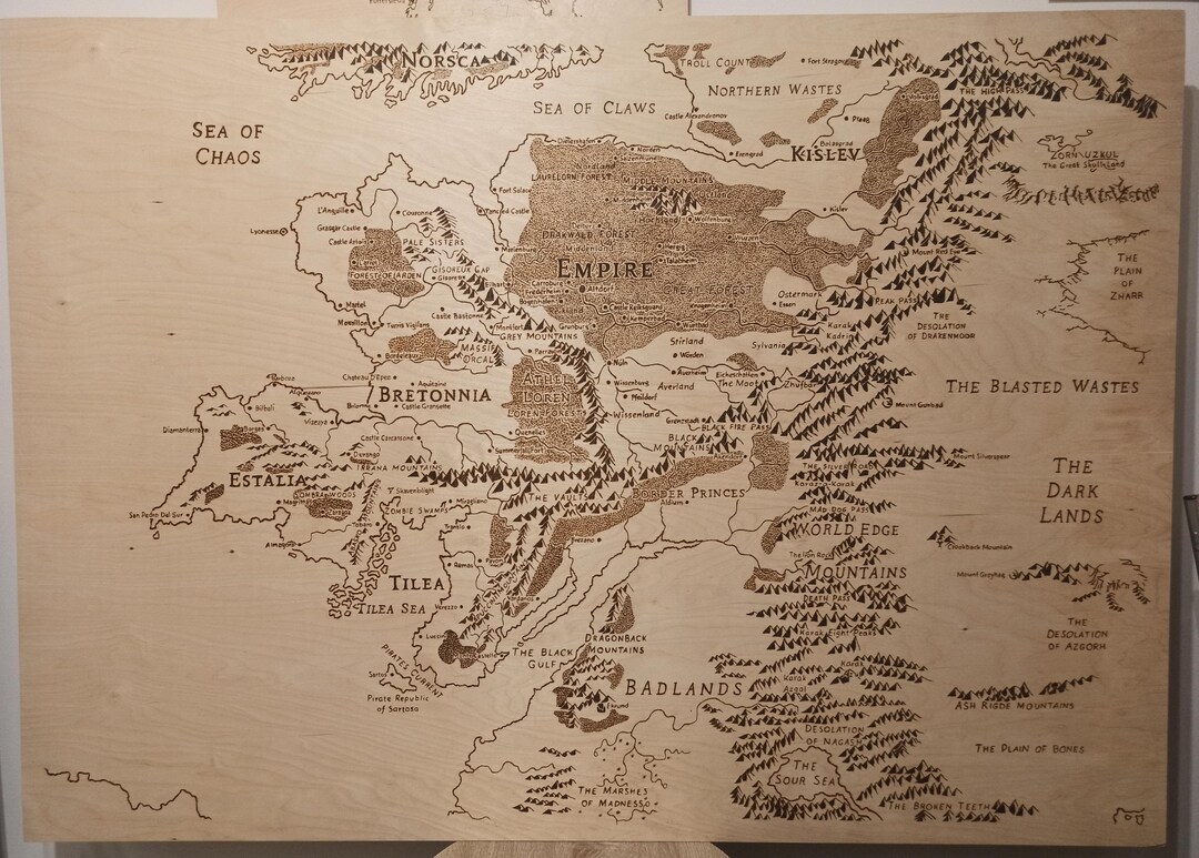 Hand-burned Map of the Old World, Warhammer. Wood Burning, Pyrography ...