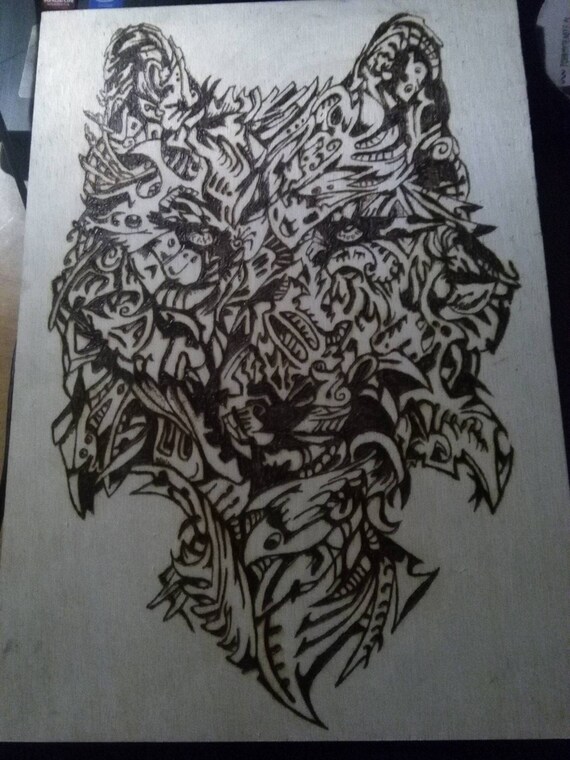 Hand-burned Wolf. Wood Burning Pyrography - Etsy