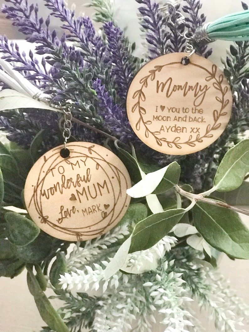 Mother's Day Laser Engraved Round Tassel Keychain/gifts - Etsy