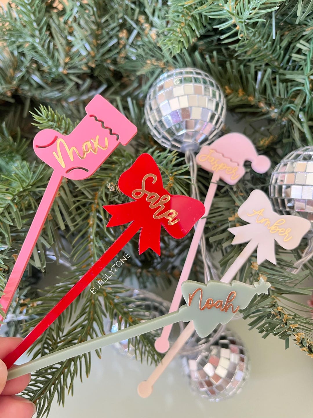 Personalised Holiday Drink Stirrer/ Christmas Cocktail Stirrer/ Acrylic ...