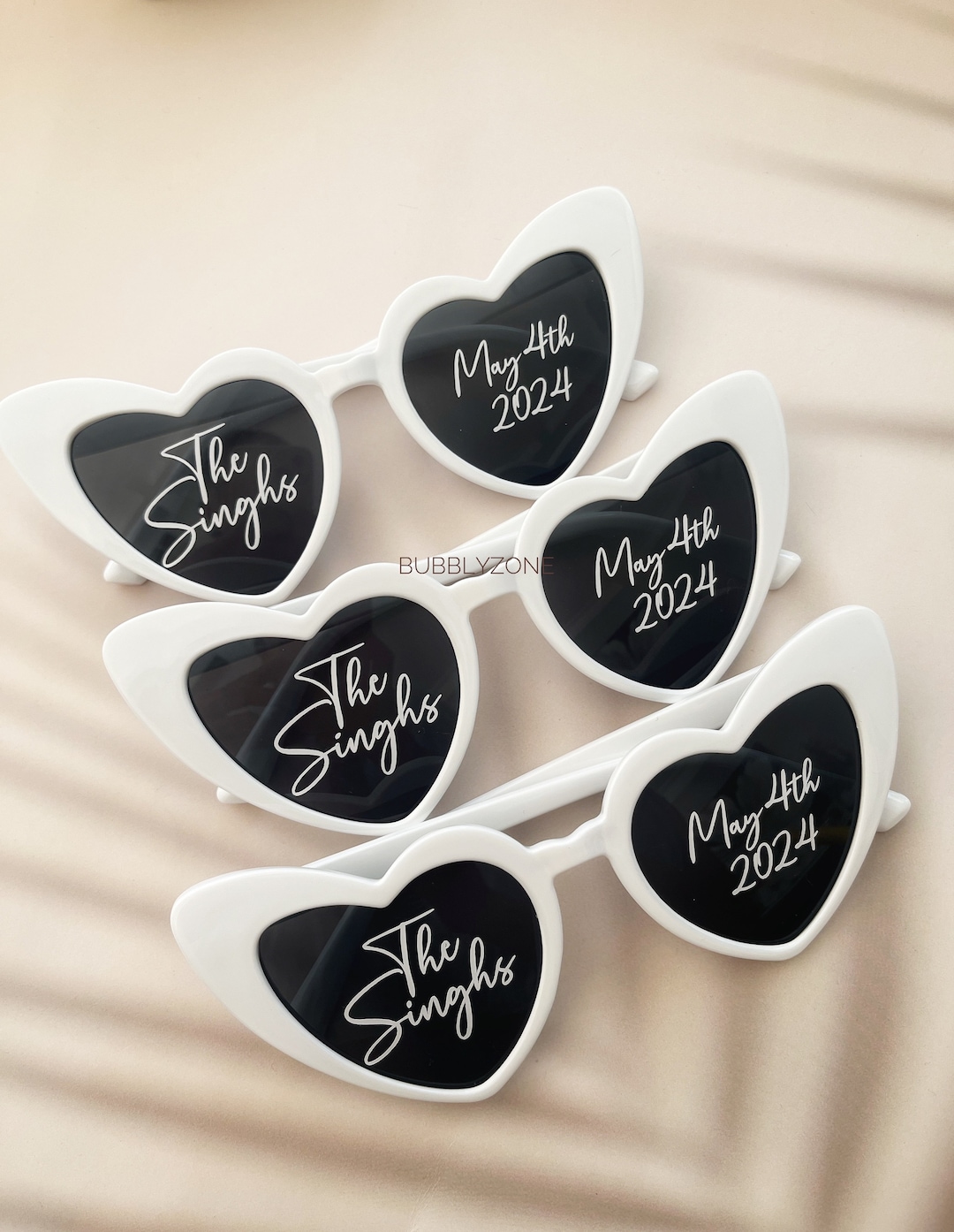 Personalized Heart Sunglasses: Wedding, Bachelorette Party Photo Props ...