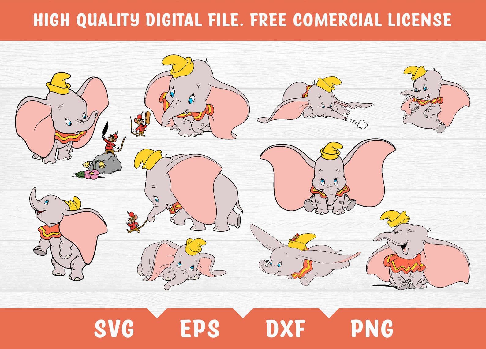 11x Dumbo Clipart SVG | Png | Eps Cricut Cutting File | Vector File ...