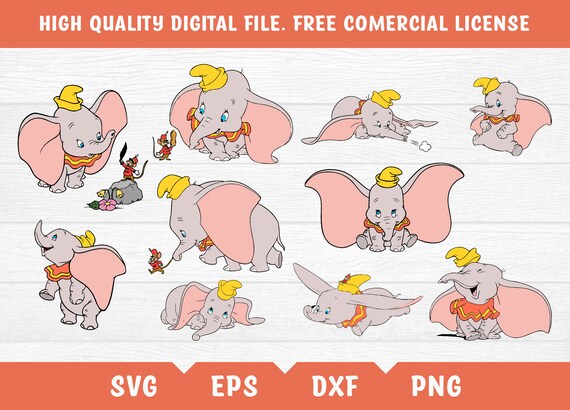 Card Making & Stationery Embellishments Clipart Dumbo With Big Ears Svg ...