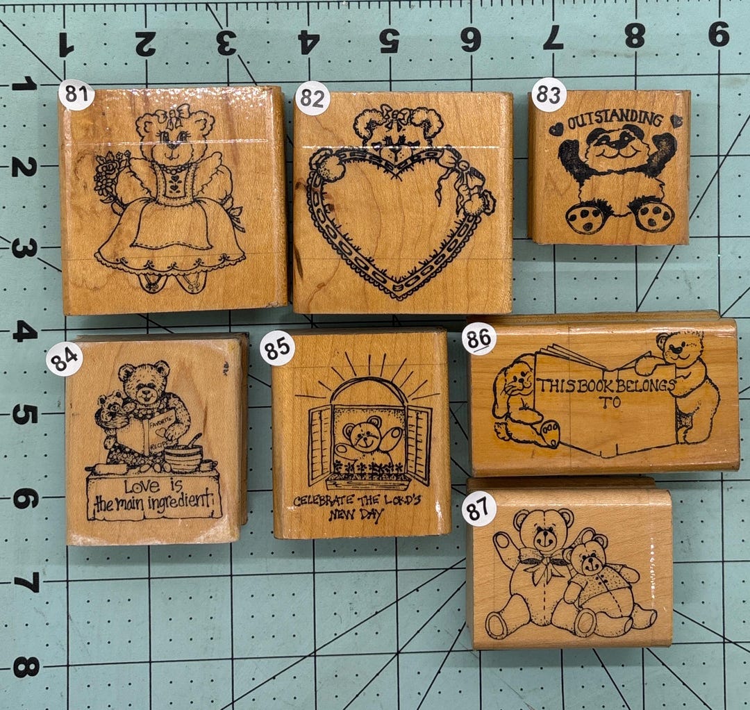 Bears Vintage Wood Mounted Rubber Stamps - Etsy