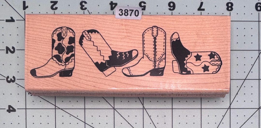 Shoes Boots Cowboy Wood Mounted Rubber Stamp Previously Owned - Etsy