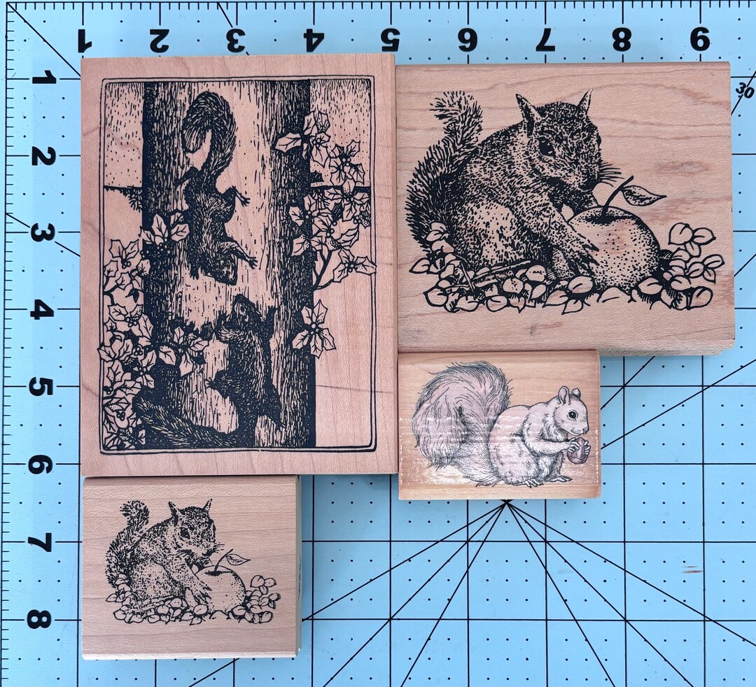 Wildlife Squirrels Vintage 1990s Wood Mounted Rubber Stamps - Etsy