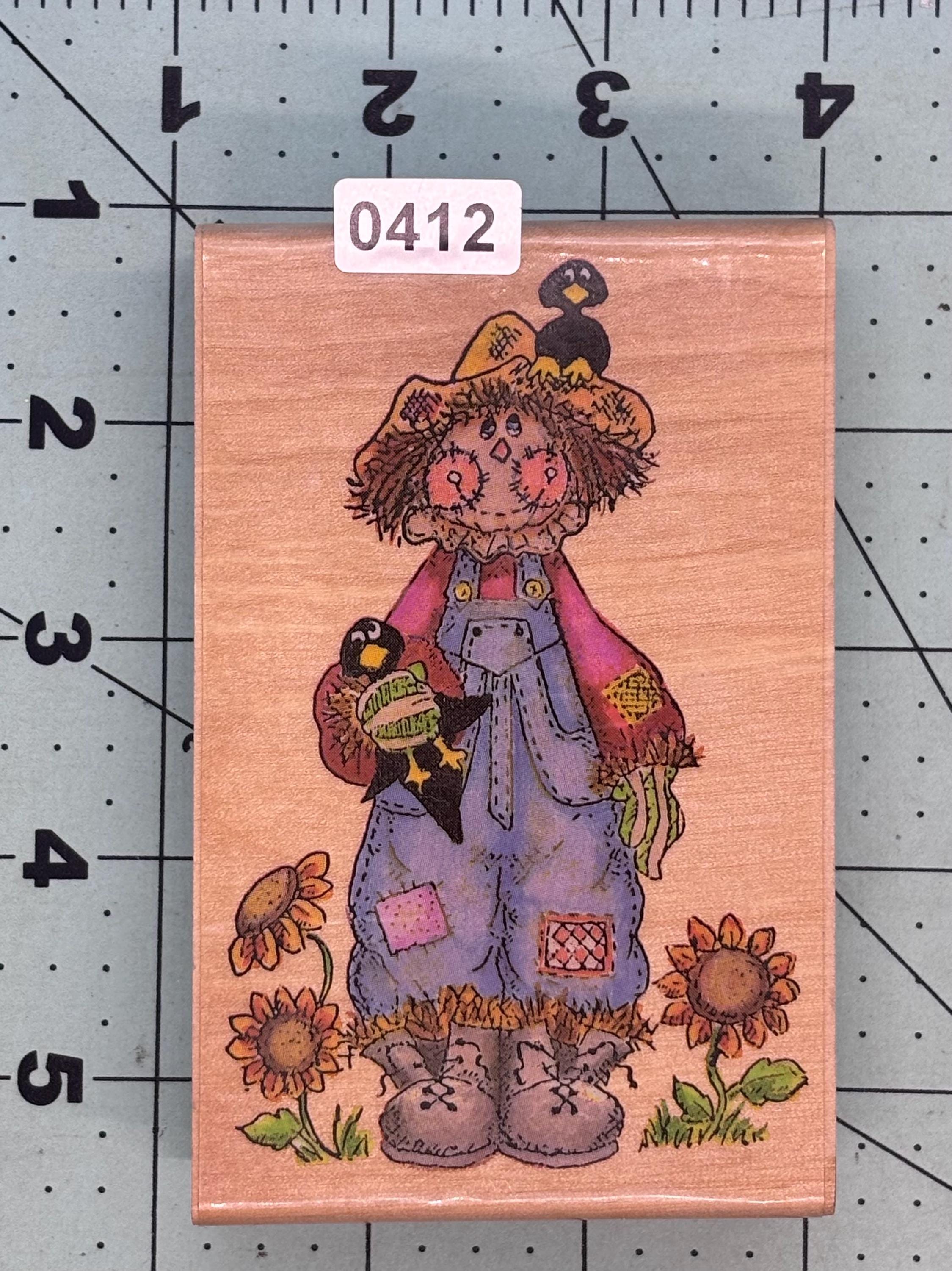 Scarecrow Wood Mounted Rubber Stamp Vintage - Etsy