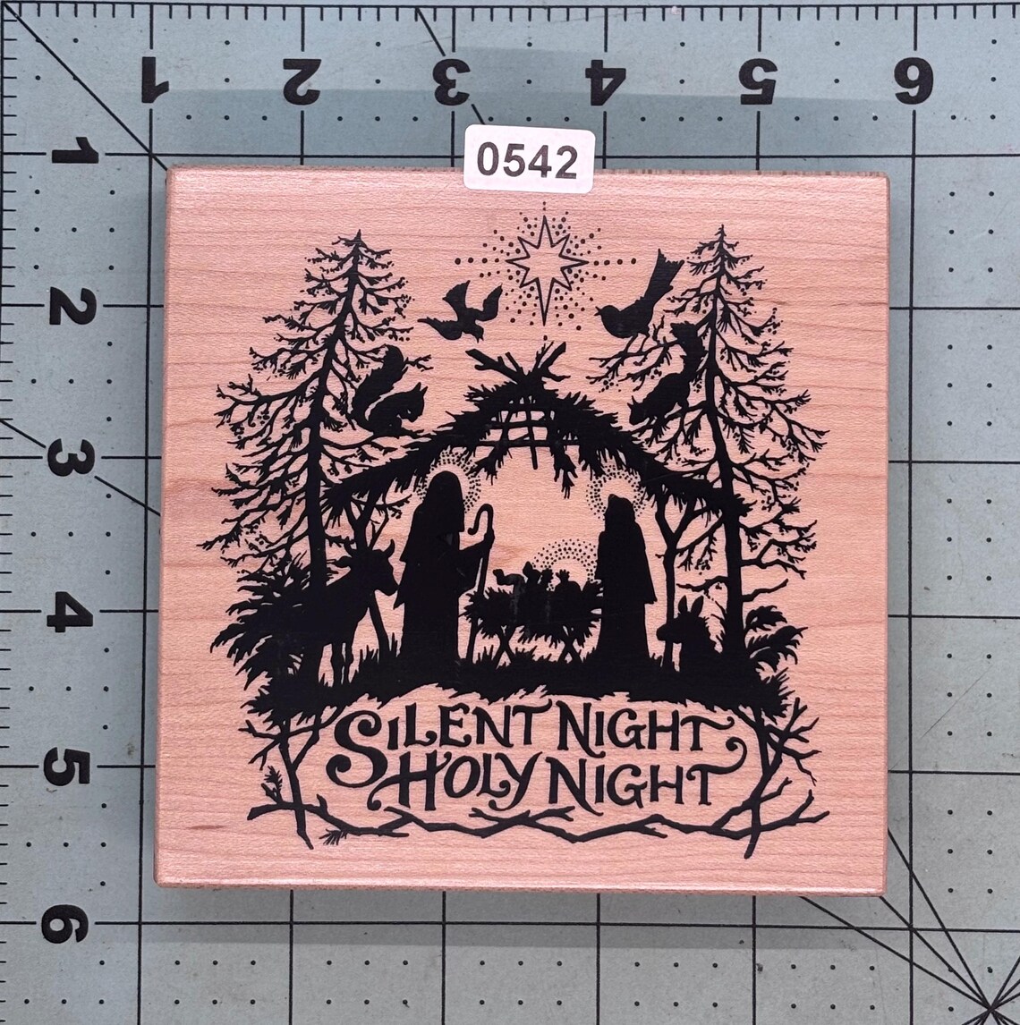 Christmas Religious Faith Nativity Silent Night PSX K-1196 Wood Mounted ...