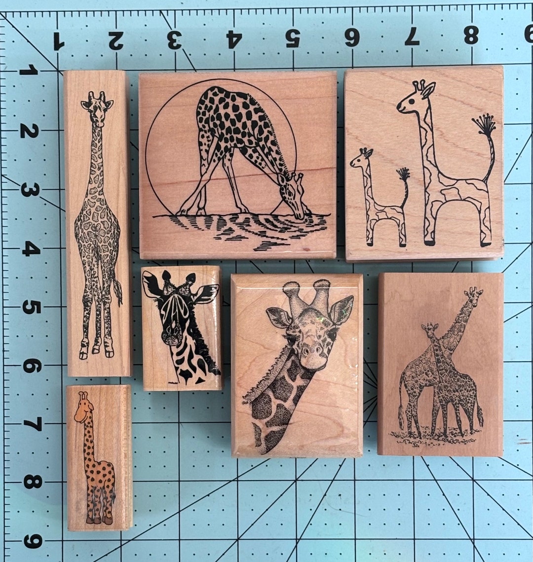 Giraffe Jungle Zoo Animals Vintage Wood Mounted Rubber Stamps - Etsy