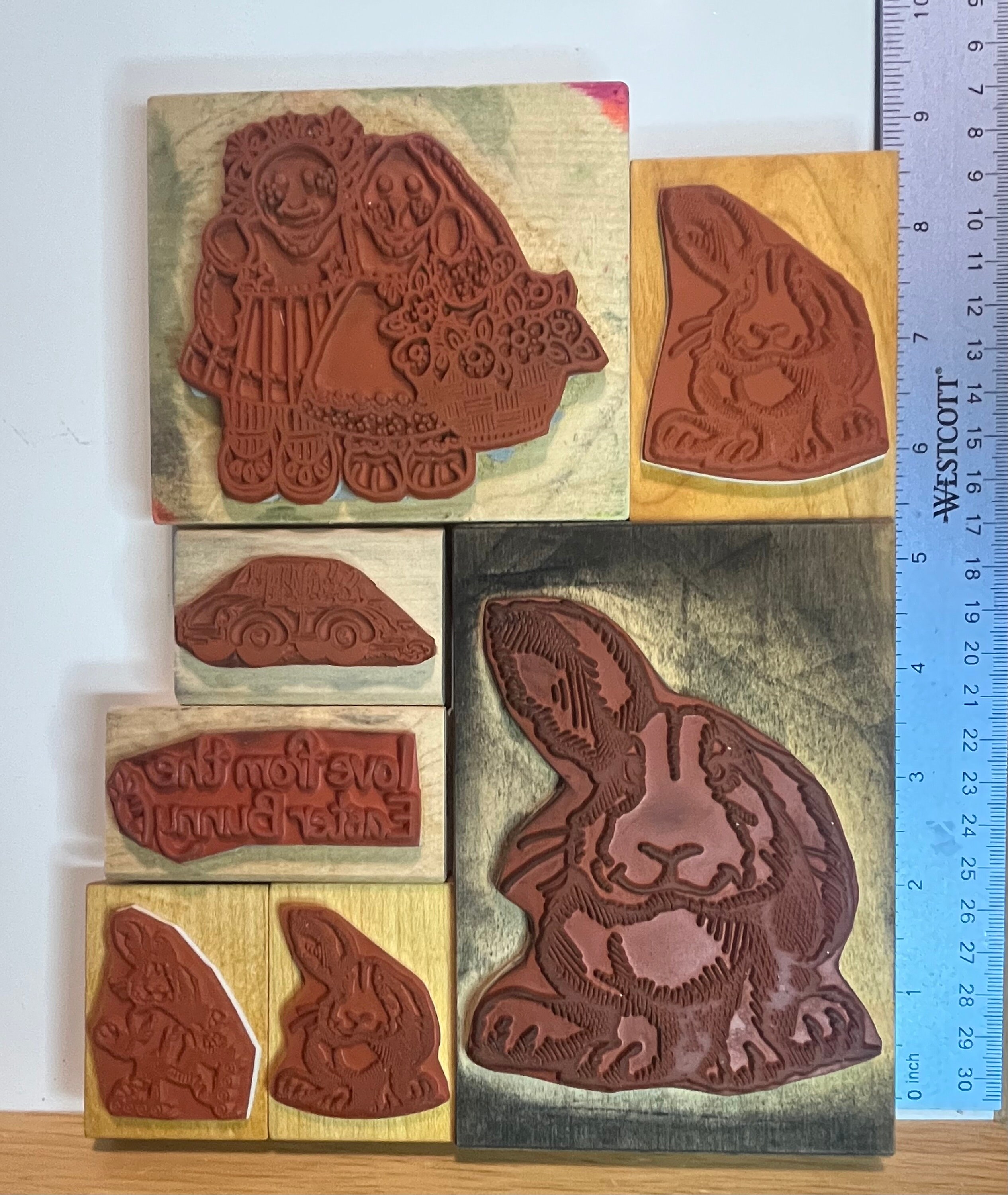 Rabbits / Bunnies / Easter Wood Mounted Rubber Stamps - Etsy