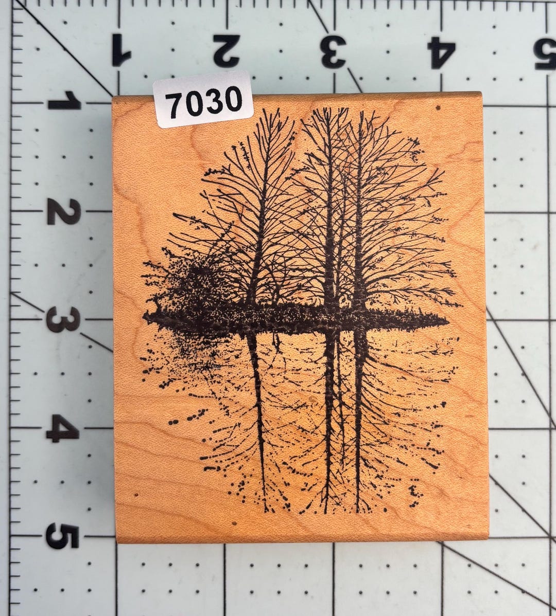 Tree Reflection Wood Mounted Rubber Stamp Vintage - Etsy