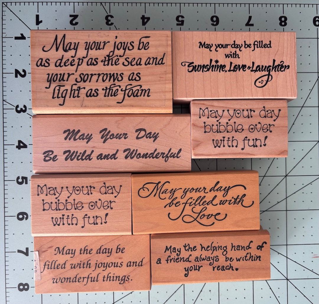 Verbiage Card Sentiments Wood Mounted Rubber Stamps Vintage - Etsy