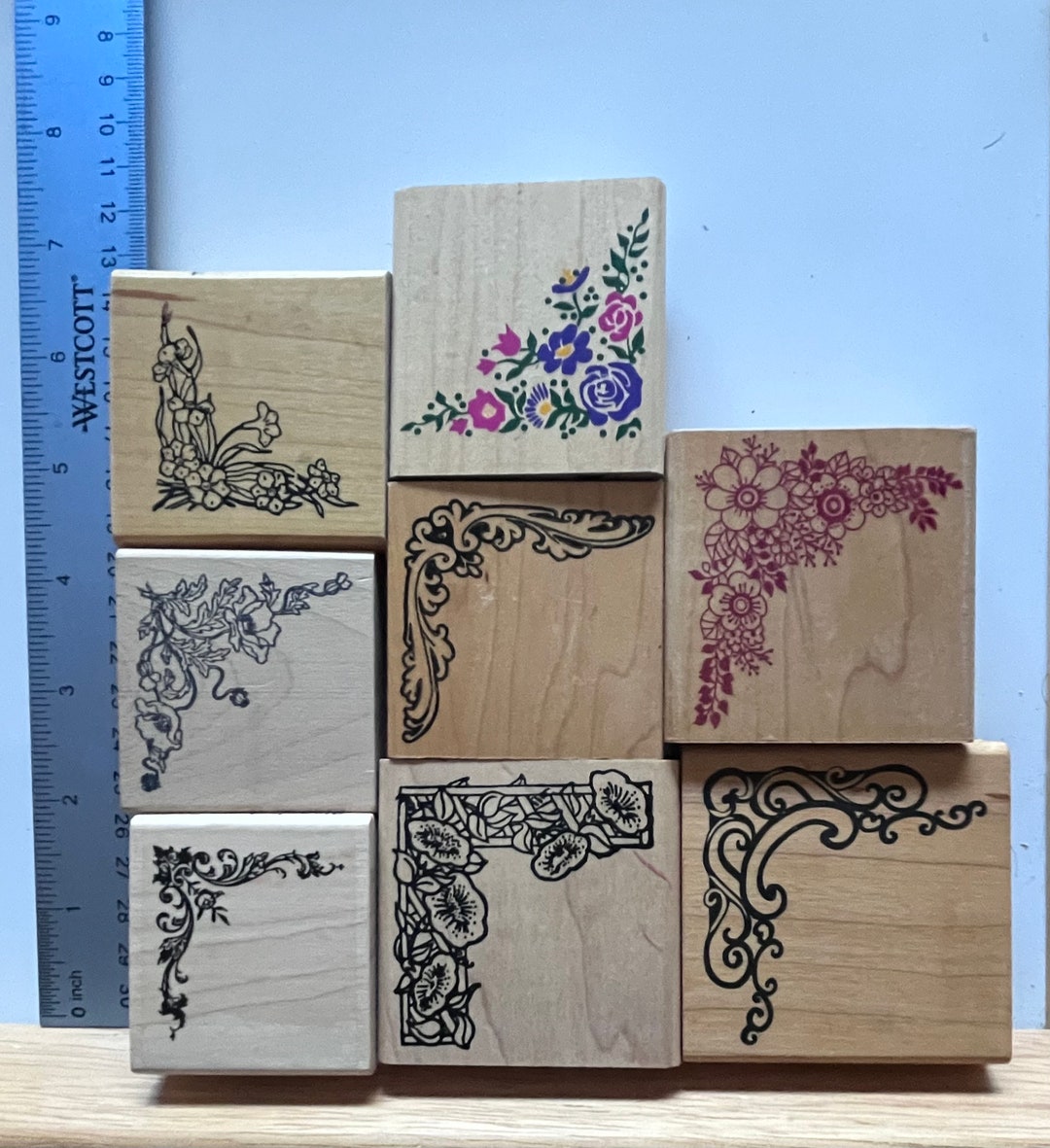CORNER Wood Mounted Rubber Stamps - Etsy