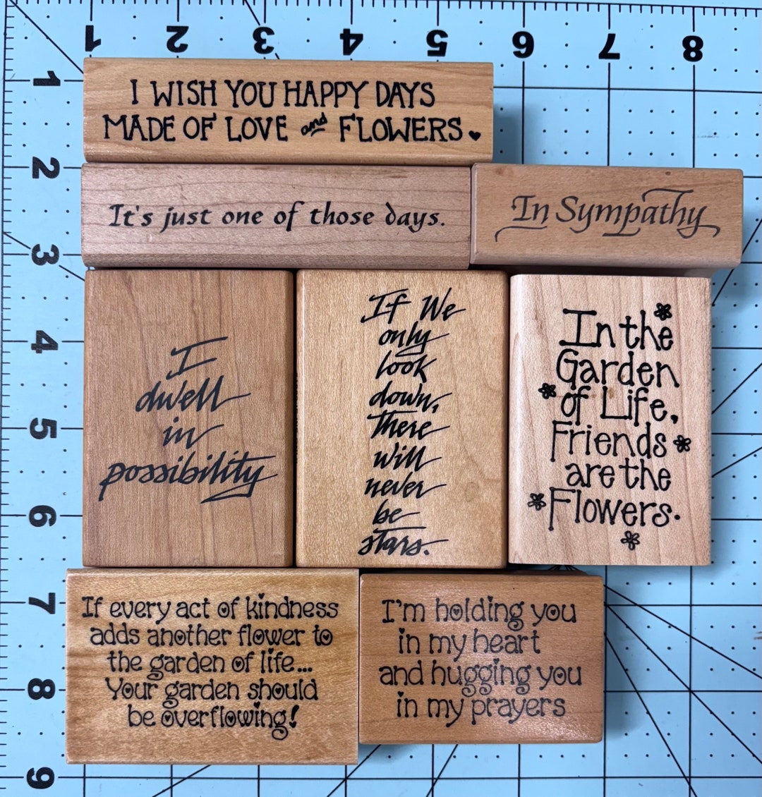 Verbiage Card Sentiments Wood Mounted Rubber Stamps Vintage - Etsy