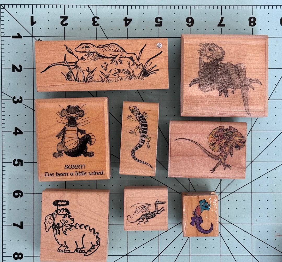 Dragons Dinosaurs Lizards Wood Mounted Rubber Stamps Vintage - Etsy
