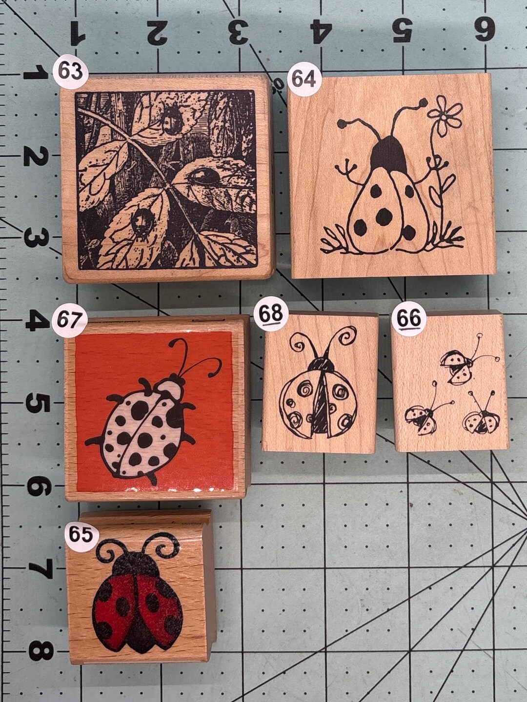 Ladybugs Wood Mounted Rubber Stamps Vintage - Etsy