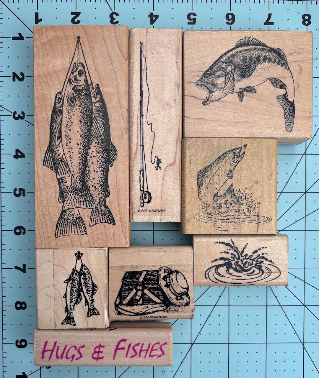 FISHING STAMPS Vintage Wood Mounted Rubber Stamps - Etsy