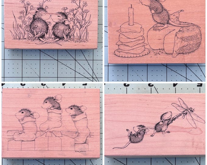 House Mouse Wood Mounted Rubber Stamps Vintage - Etsy