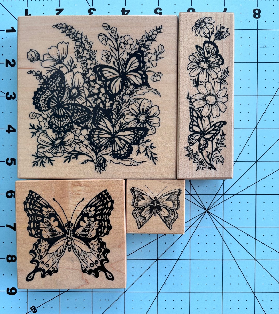 Bugs -butterflies Butterfly Vintage PSX - Wood Mounted Rubber Stamps - Etsy