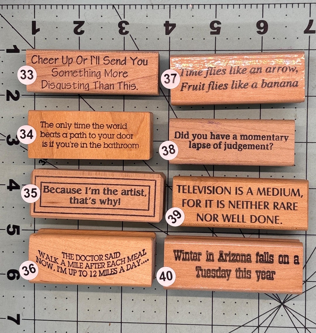 Verbiage Card Sentiments Wood Mounted Rubber Stamps Vintage - Etsy
