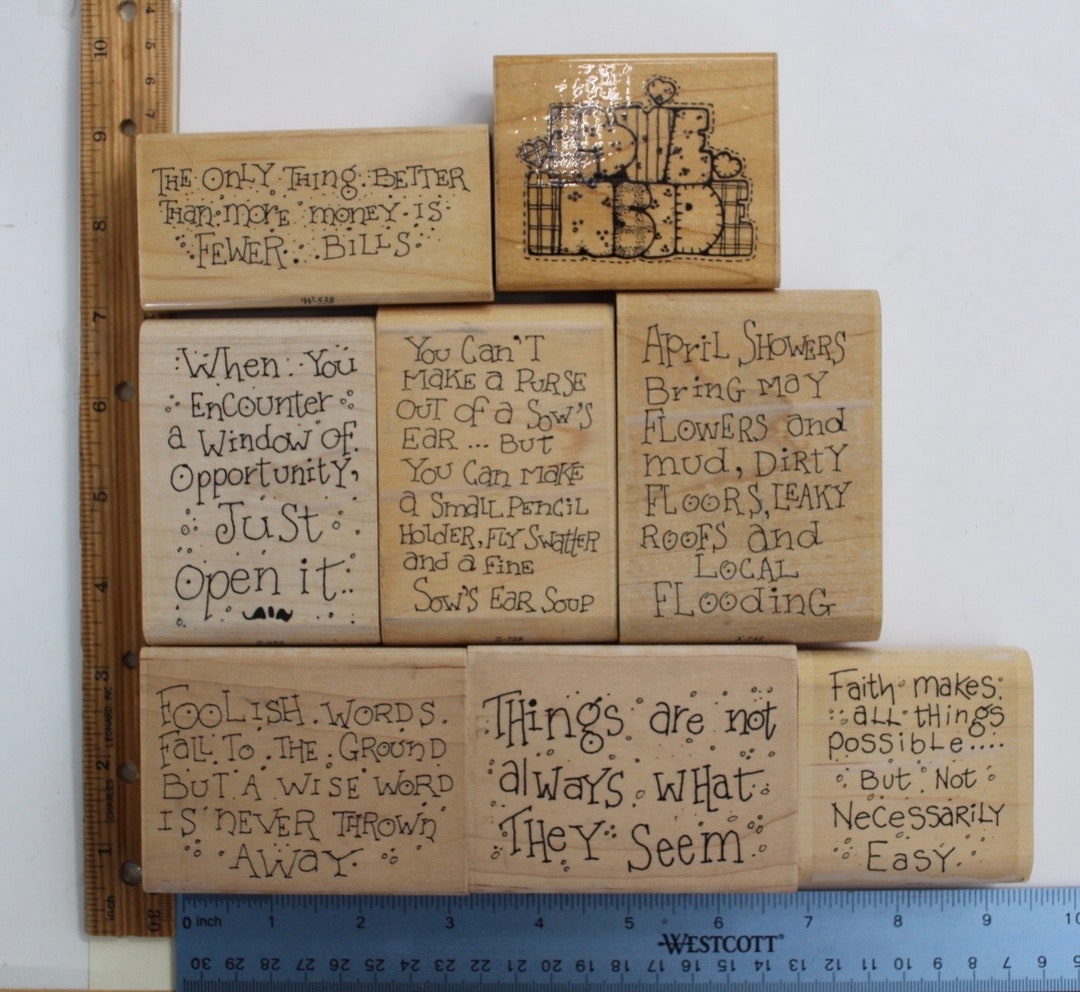 Verbiage Card Sentiments Wood Mounted Rubber Stamps Vintage - Etsy