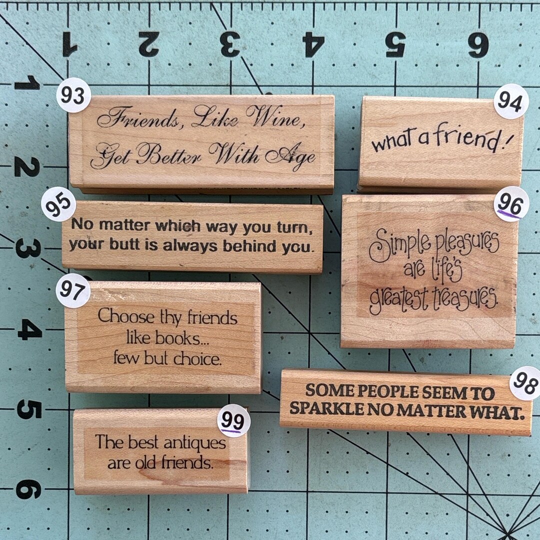 Verbiage Card Sentiments Wood Mounted Rubber Stamps Vintage - Etsy
