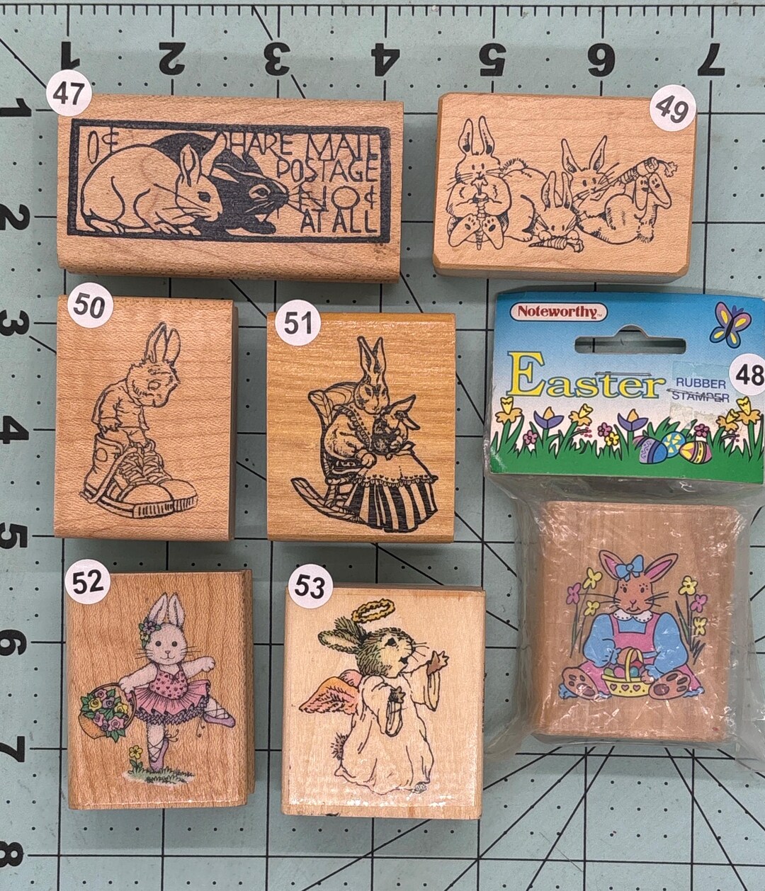 Rabbits Bunnies Easter Wood Mounted Rubber Stamps Vintage - Etsy