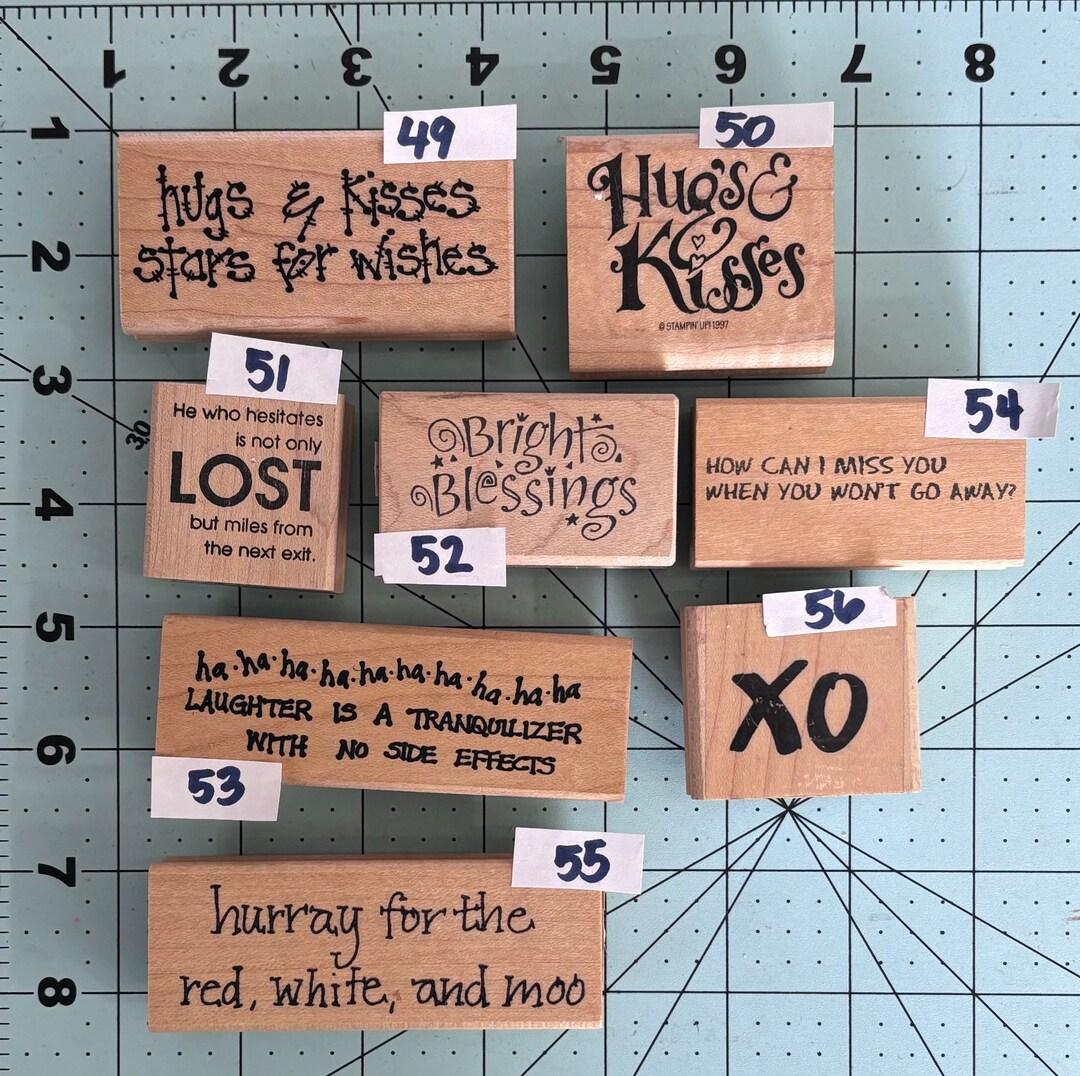 Verbiage Card Sentiments Wood Mounted Rubber Stamps Vintage - Etsy