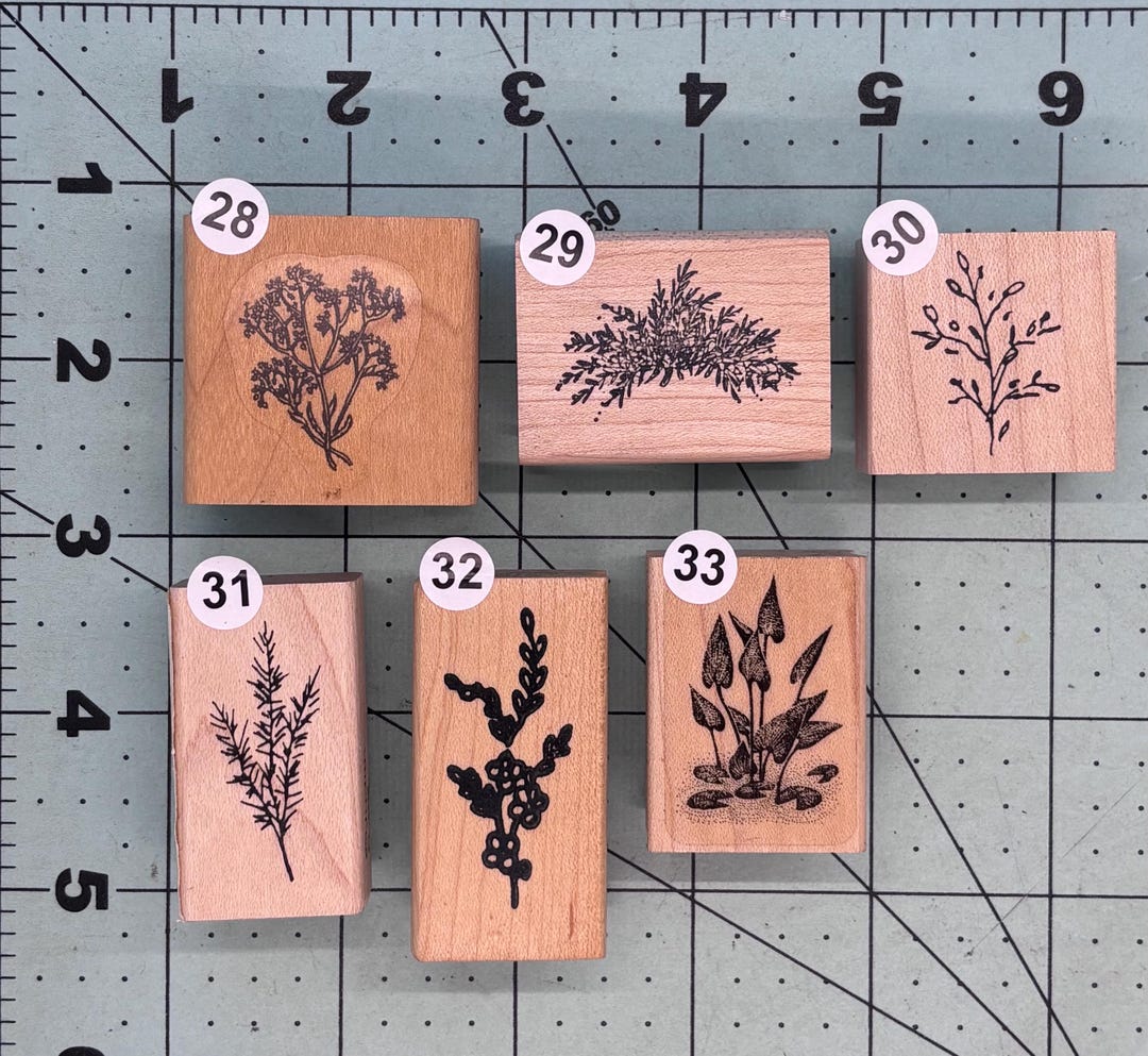 Leaves Plants Bushes Small Wood Mounted Rubber Stamps Vintage - Etsy