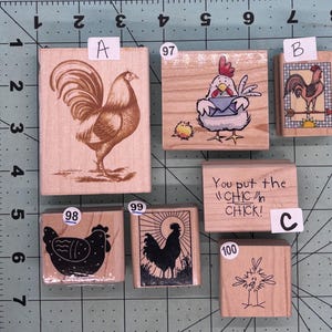 Farm Animals Chickens Hen Rooster Wood Mounted Rubber Stamps - Etsy