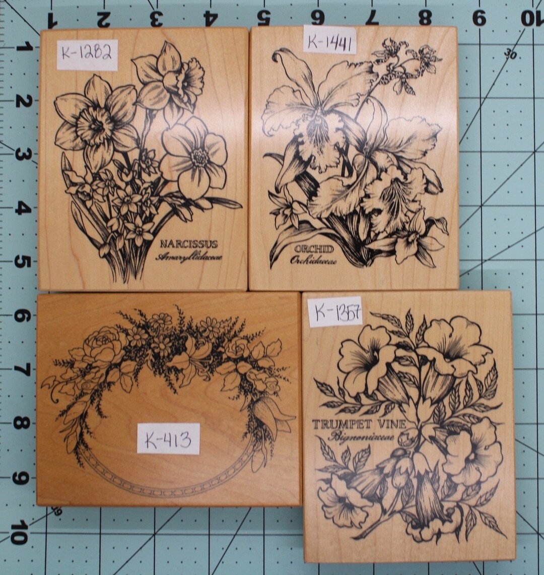 Flowers PSX Vintage 1990’s - Wood Mounted Rubber Stamps - Etsy