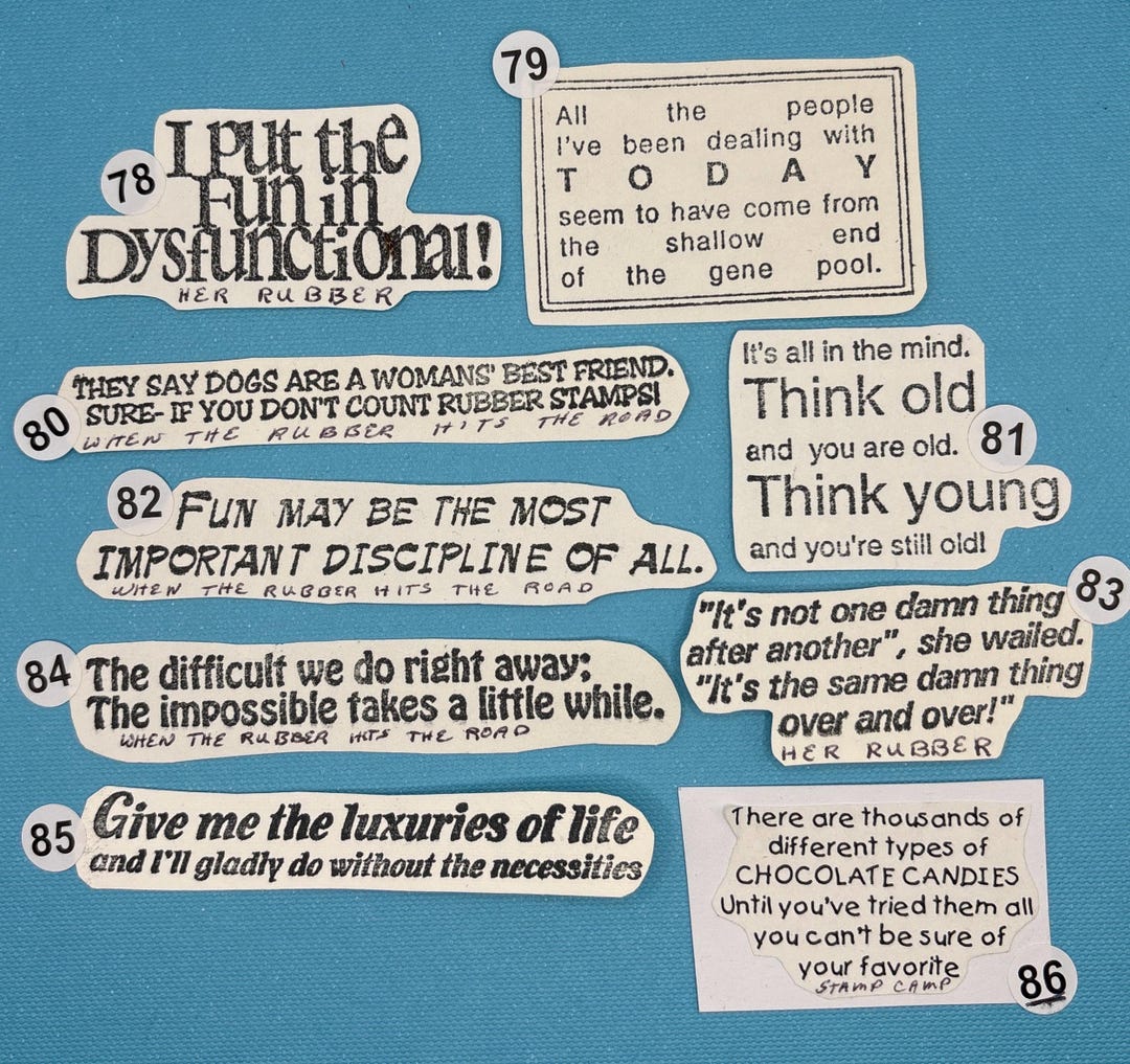 Unmounted Verbiage Funny Rubber Stamps RARE Vintage Hook and Loop ...