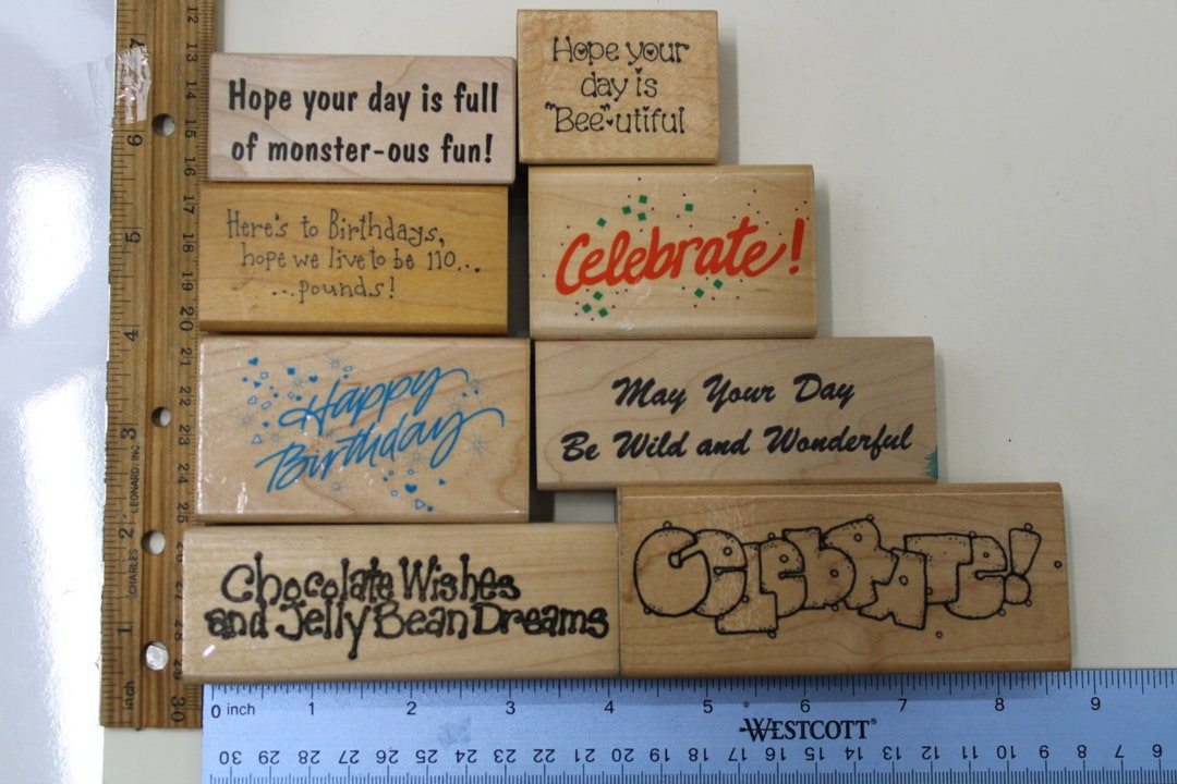 Birthday Verbiage/wording Wood Mounted Rubber Stamps Vintage - Etsy