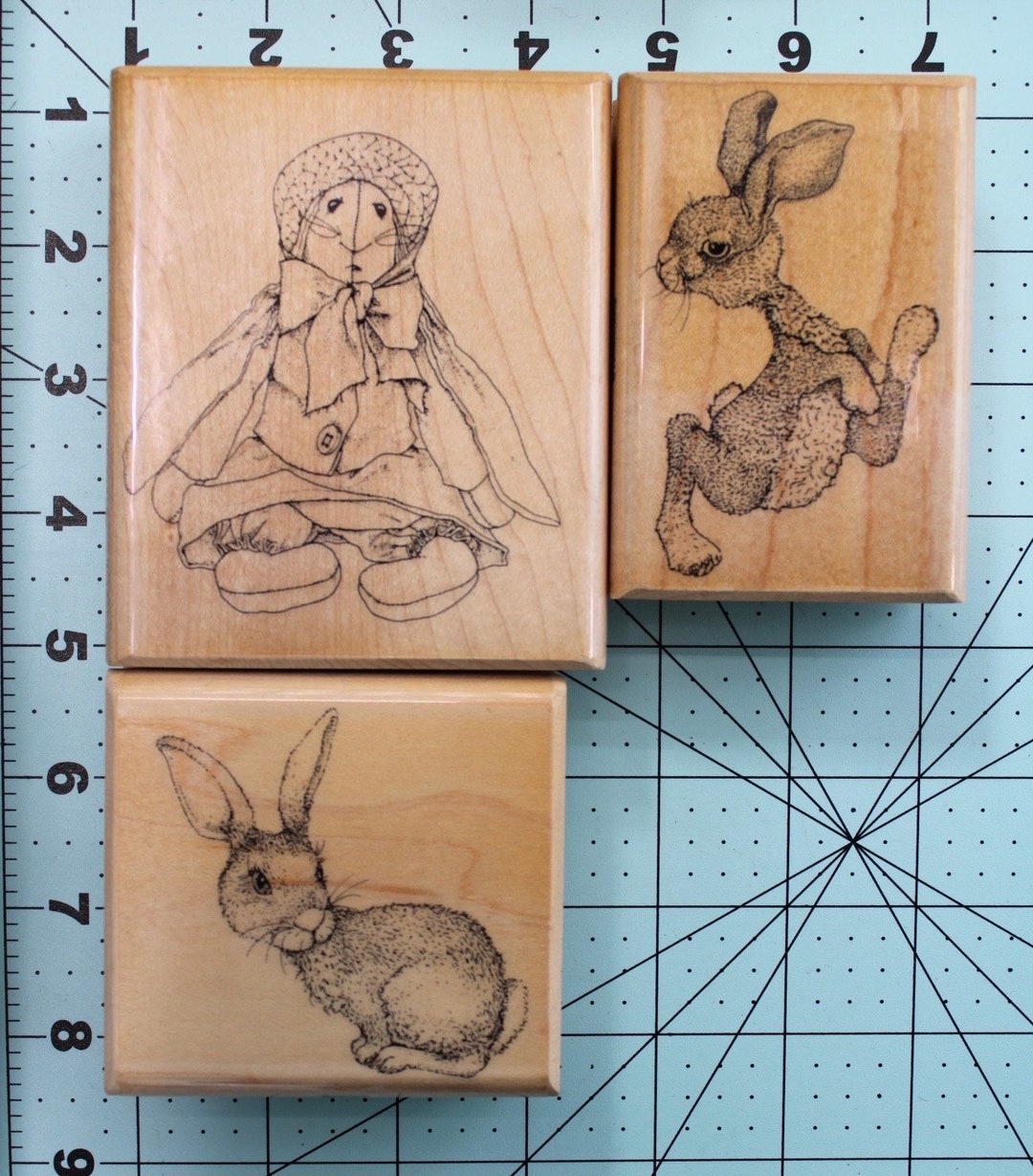 Rabbits / Bunnies / Easter Wood Mounted Rubber Stamps Vintage - Etsy