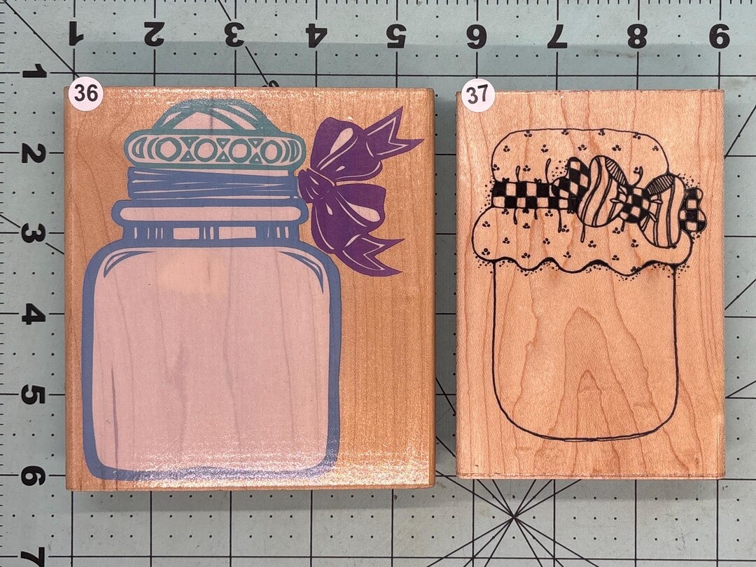 Containers Mason Jars Wood Mounted Rubber Stamps Vintage - Etsy