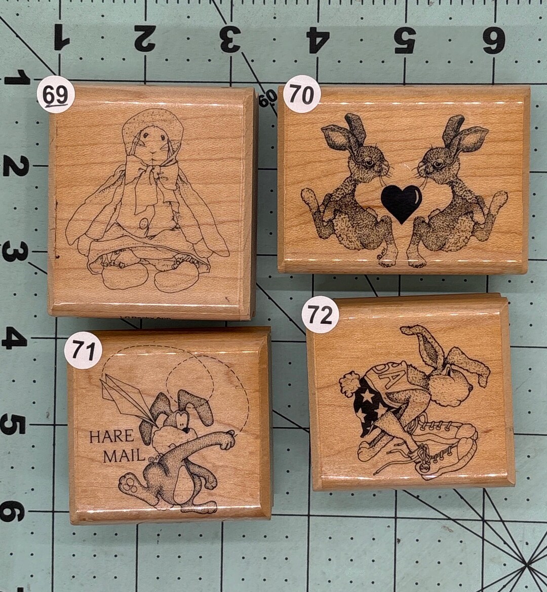 Rabbits Bunnies Easter Wood Mounted Rubber Stamps Vintage - Etsy