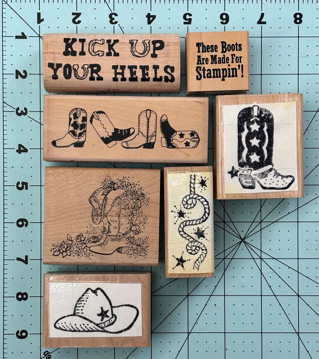 Western/cowboy Vintage Wood Mounted Rubber Stamps - Etsy