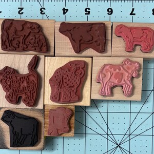 COWS Vintage Wood Mounted Rubber Stamps - Etsy