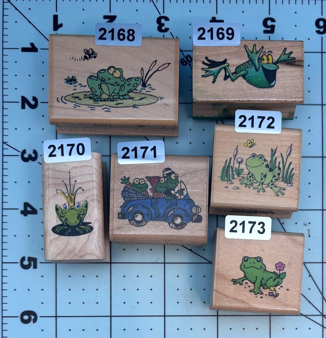 Frogs Wood Mounted Rubber Stamps Vintage - Etsy