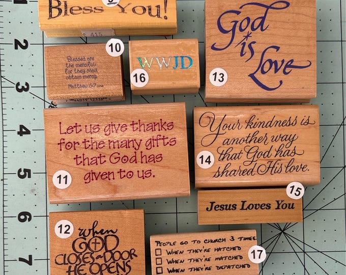 Verbiage Religious Faith God Card Sentiments Wood Mounted Rubber Stamps ...