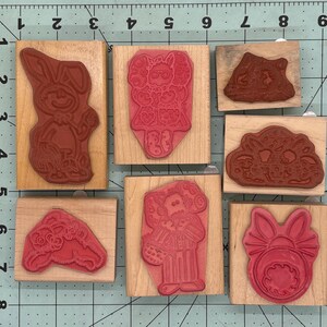 Rabbits Bunnies Easter Wood Mounted Rubber Stamps Vintage - Etsy