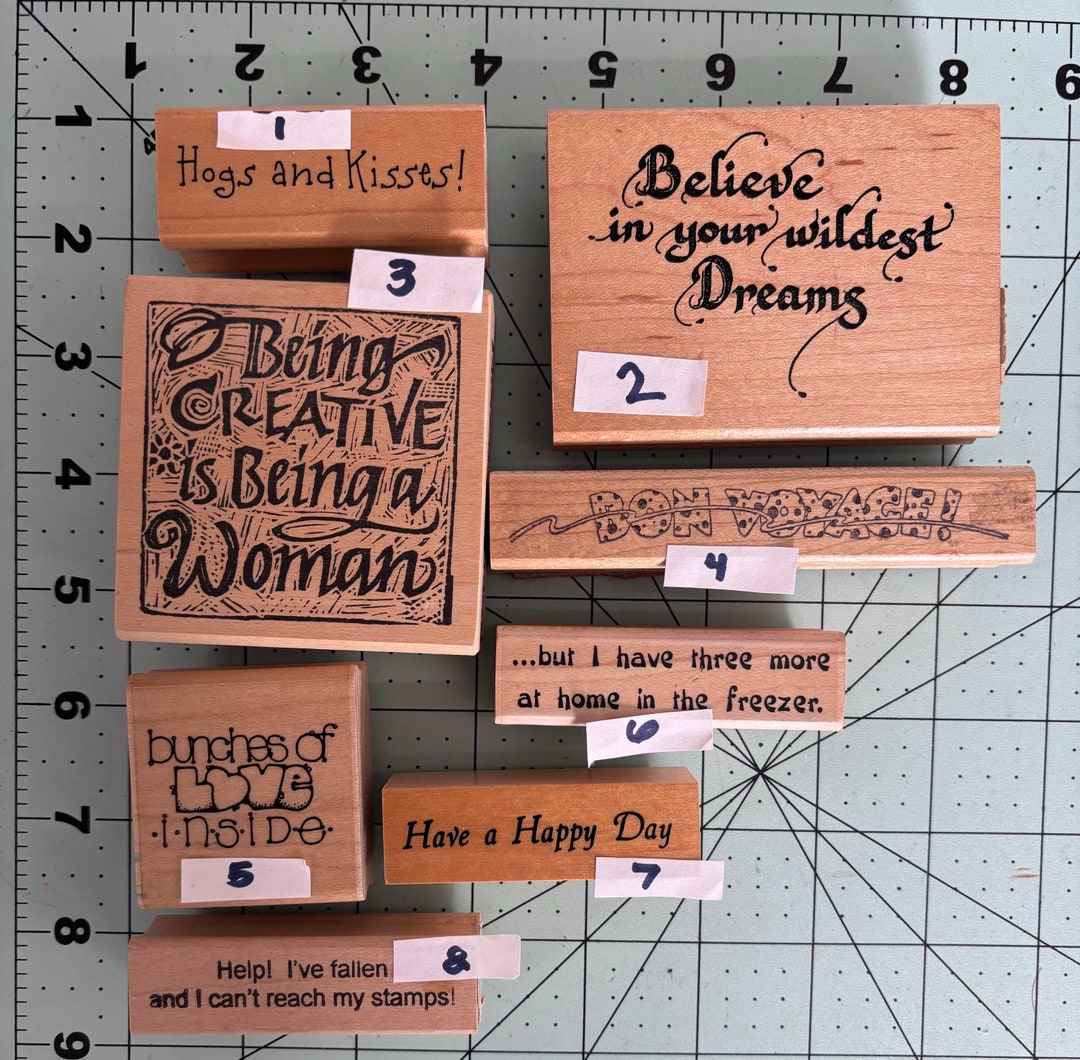 Verbiage Card Sentiments Wood Mounted Rubber Stamps Vintage - Etsy