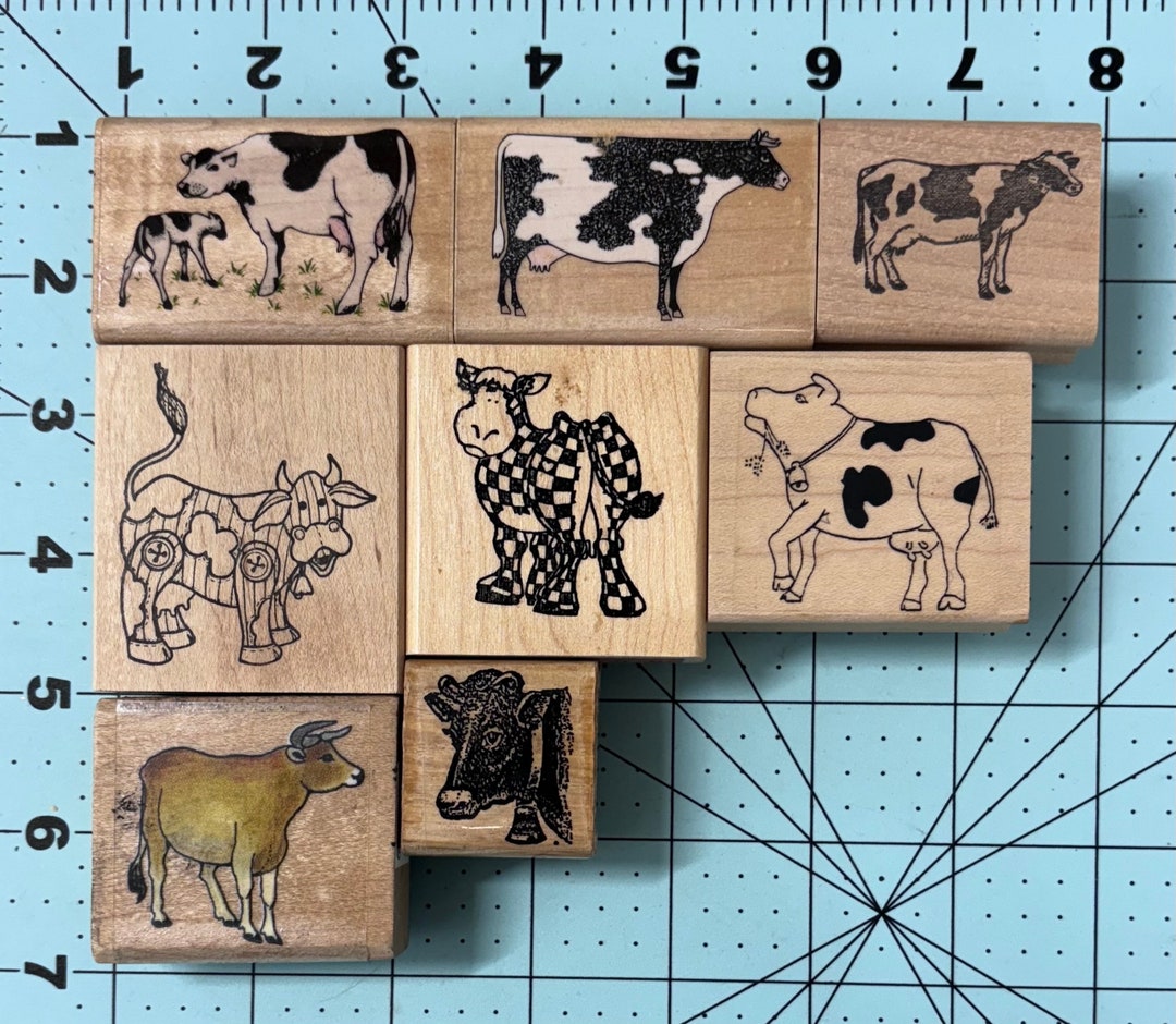 COWS Vintage Wood Mounted Rubber Stamps - Etsy
