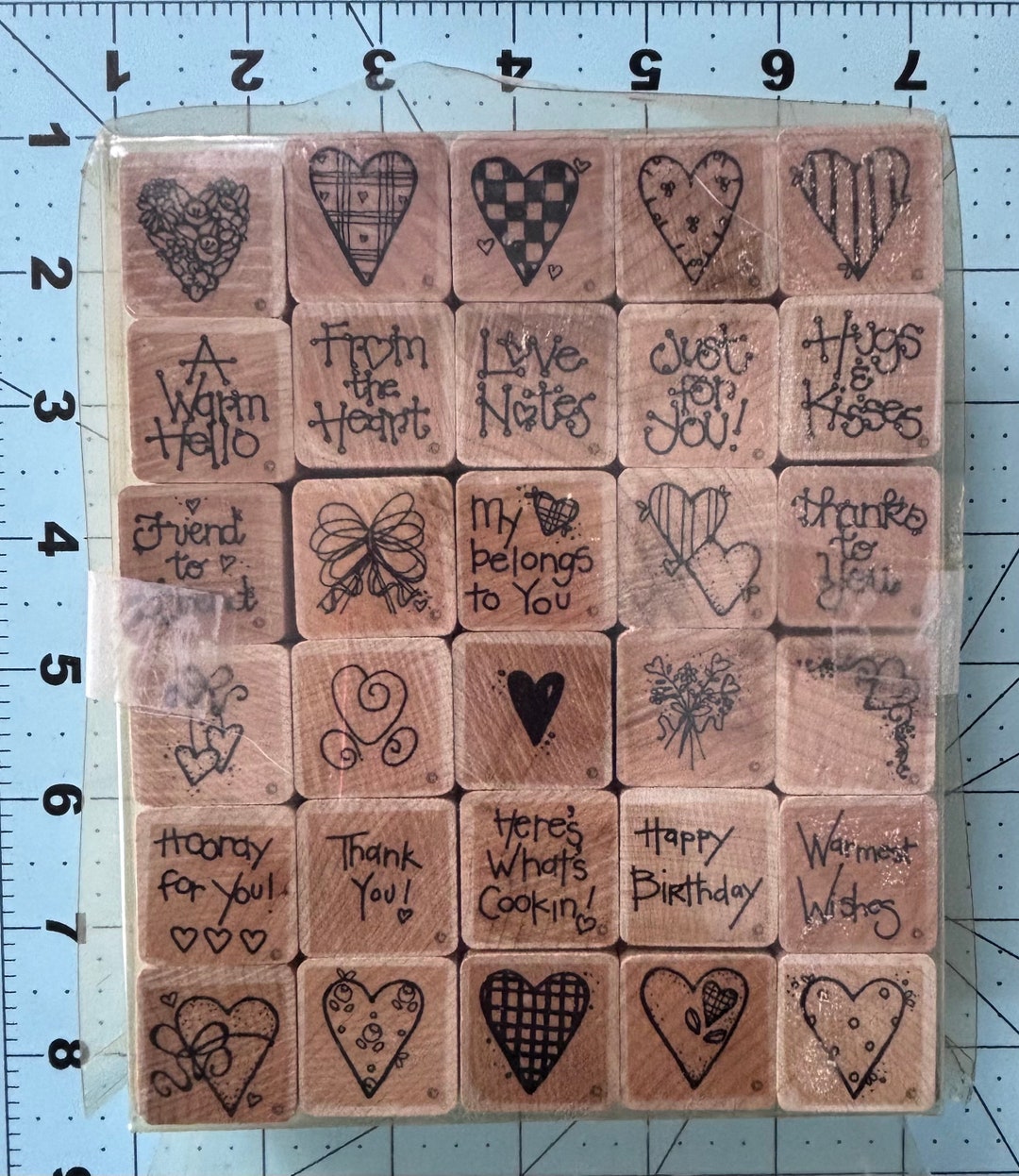 Heart 30 Stamp Set Vintage Wood Mounted Rubber Stamp Set - Etsy