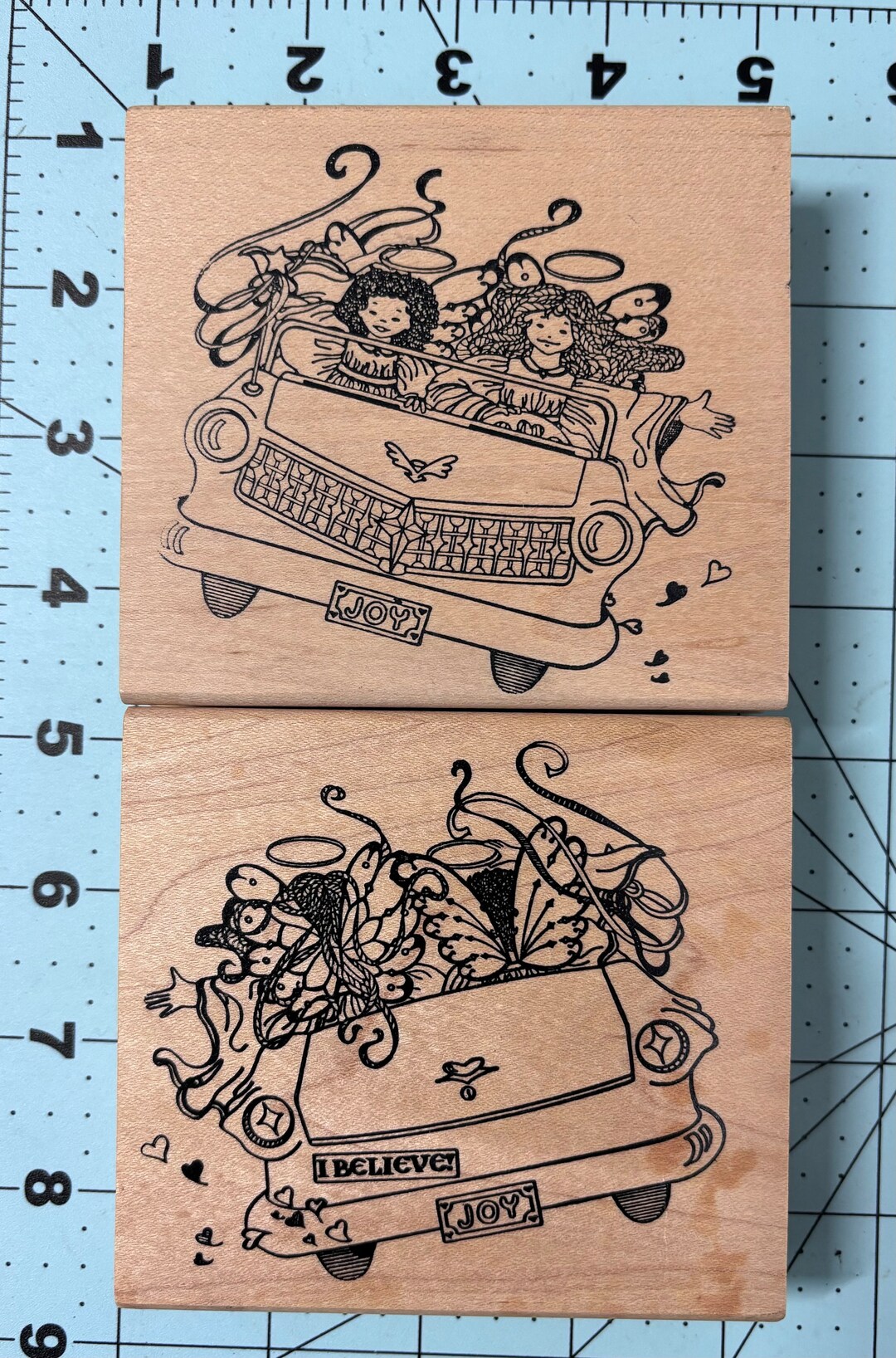 Angels in Covertible Front and Back Set - Vintage Wood Mounted Rubber ...