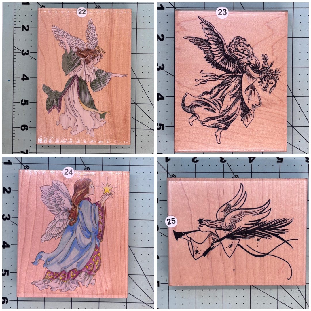 Angels Wood Mounted Rubber Stamps Vintage - Etsy