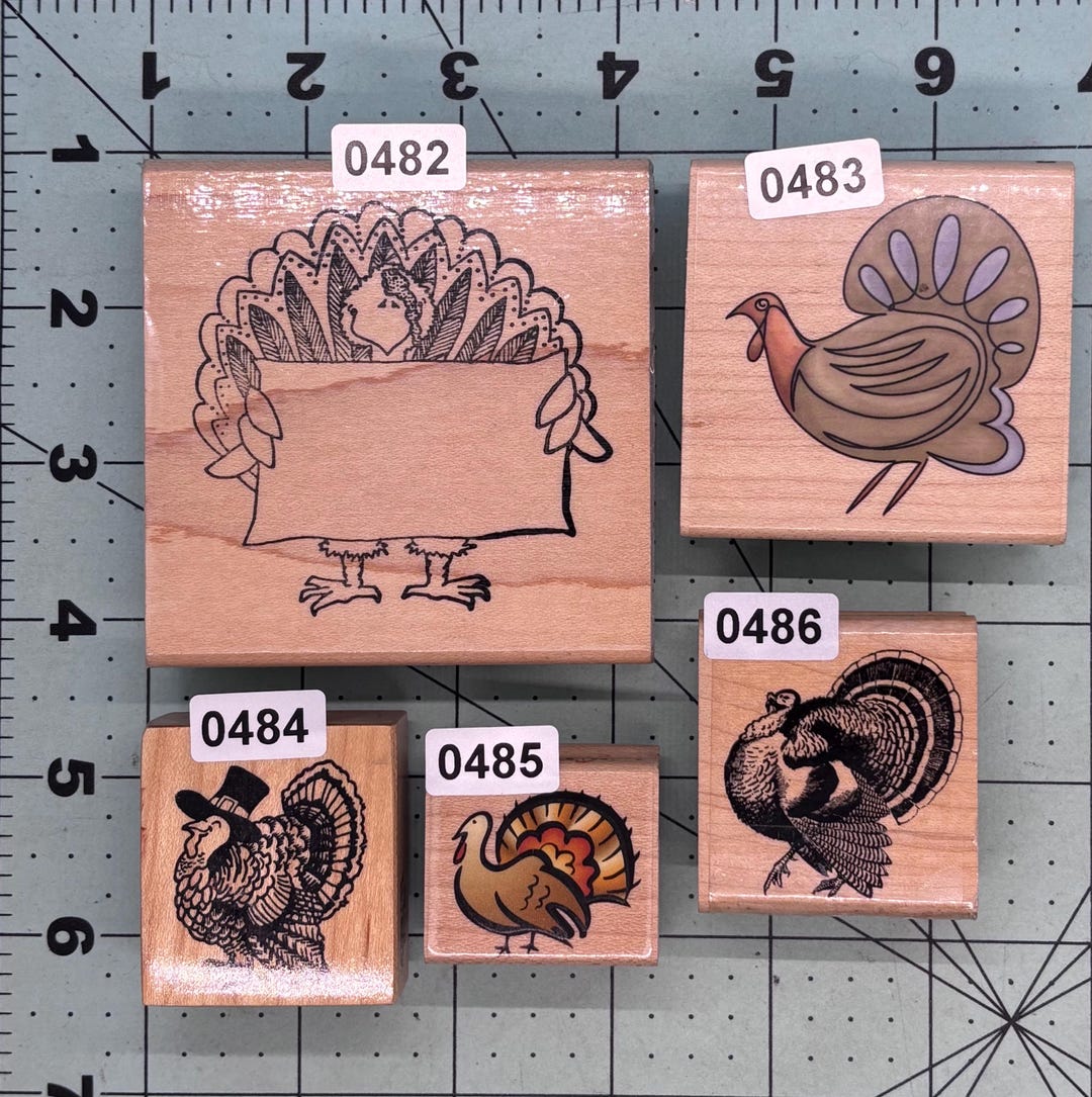 Thanksgiving Turkey Wood Mounted Rubber Stamps Vintage - Etsy