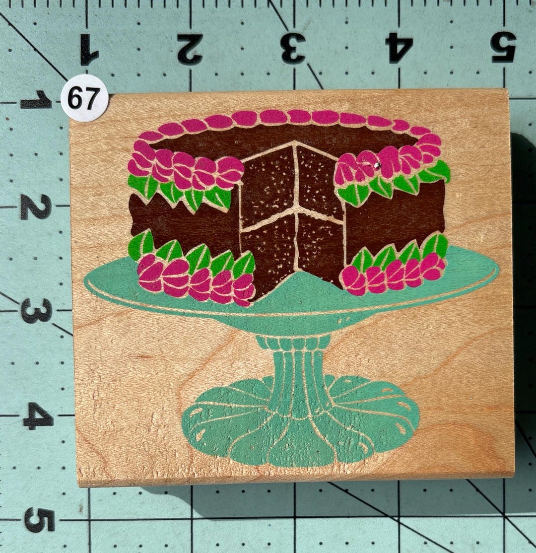 Birthday Cake Wood Mounted Rubber Stamps Vintage - Etsy