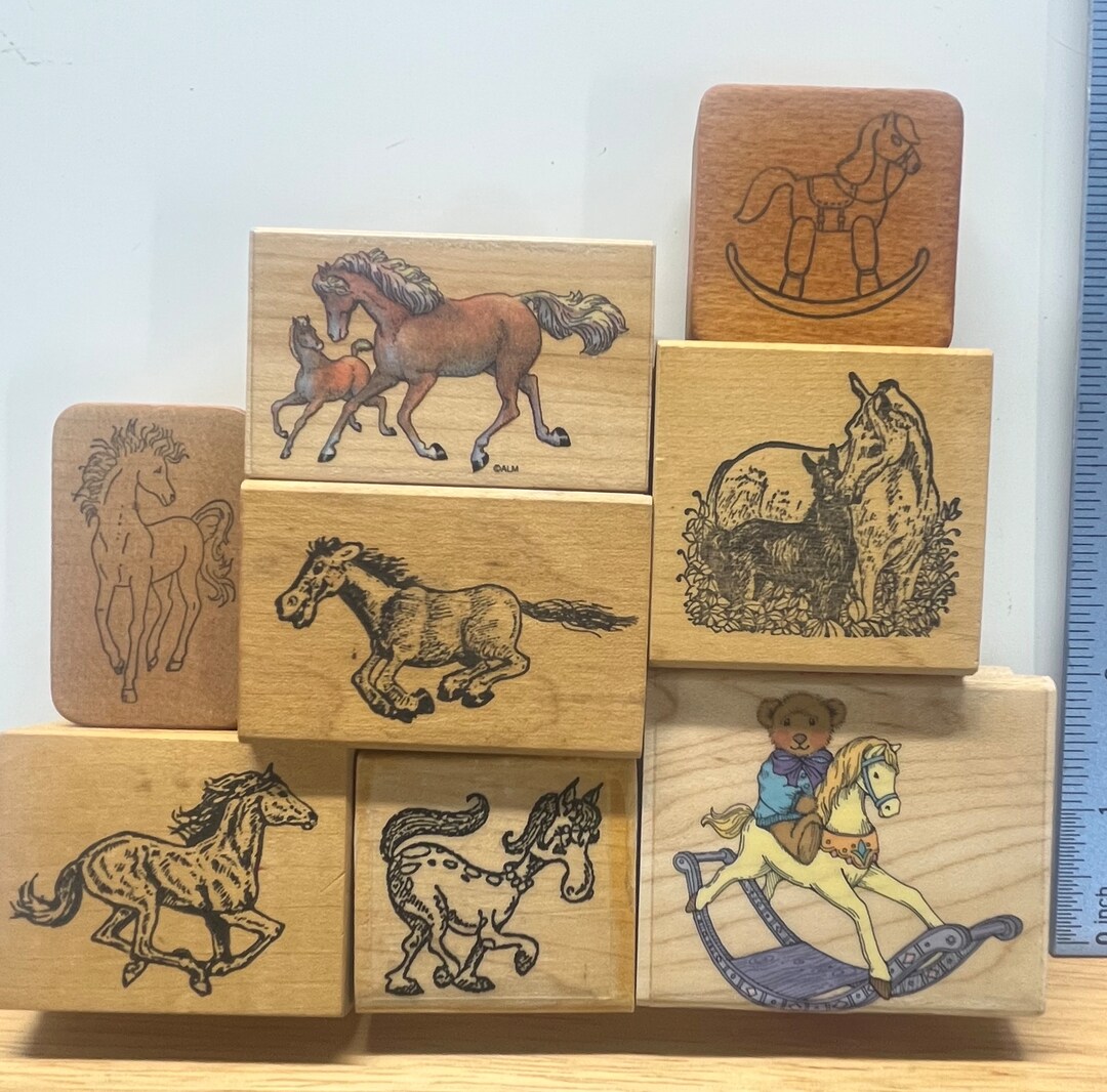 Horses Rocking Horse Wood Mounted Rubber Stamps Vintage - Etsy