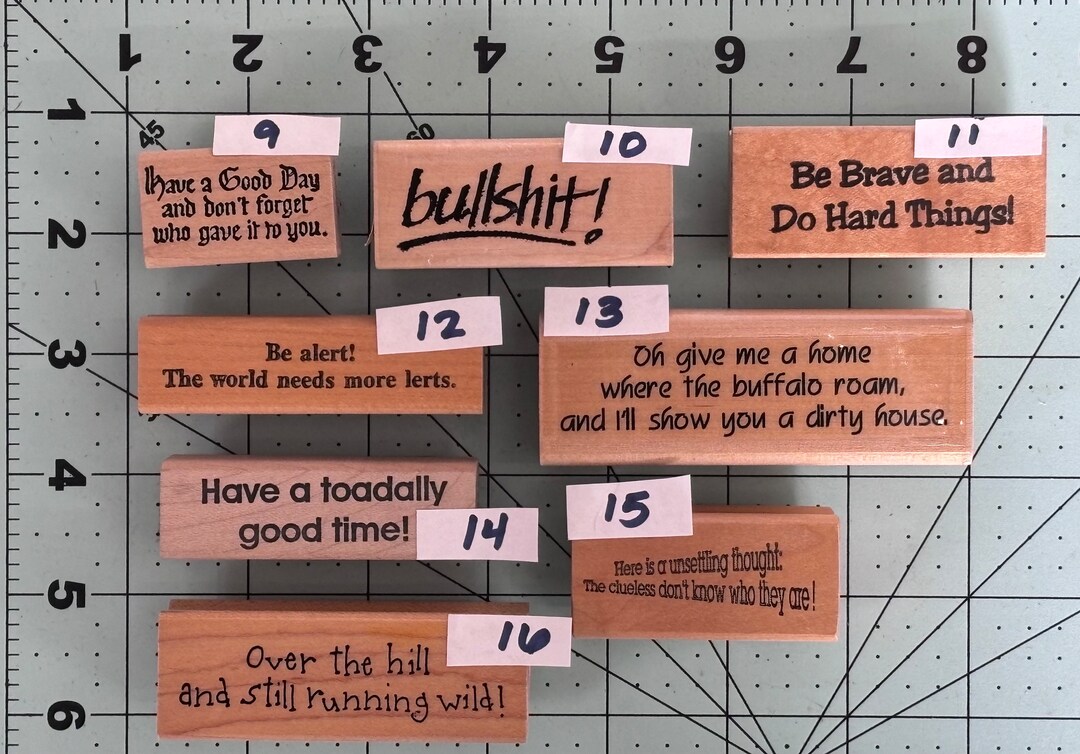 Verbiage Card Sentiments Wood Mounted Rubber Stamps Vintage - Etsy